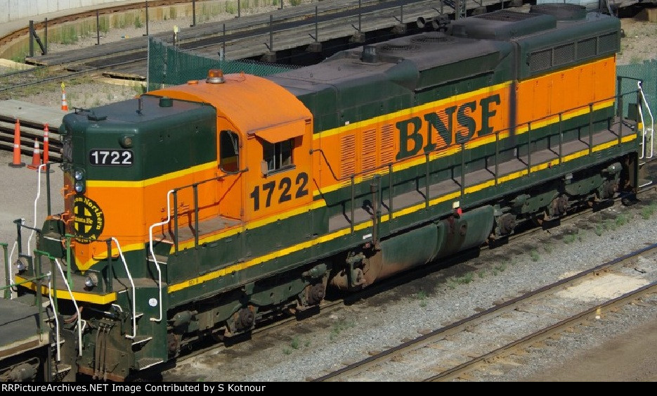 A BNSF SD9 at Mpls MN Northtown Yard in 2008 in MN.